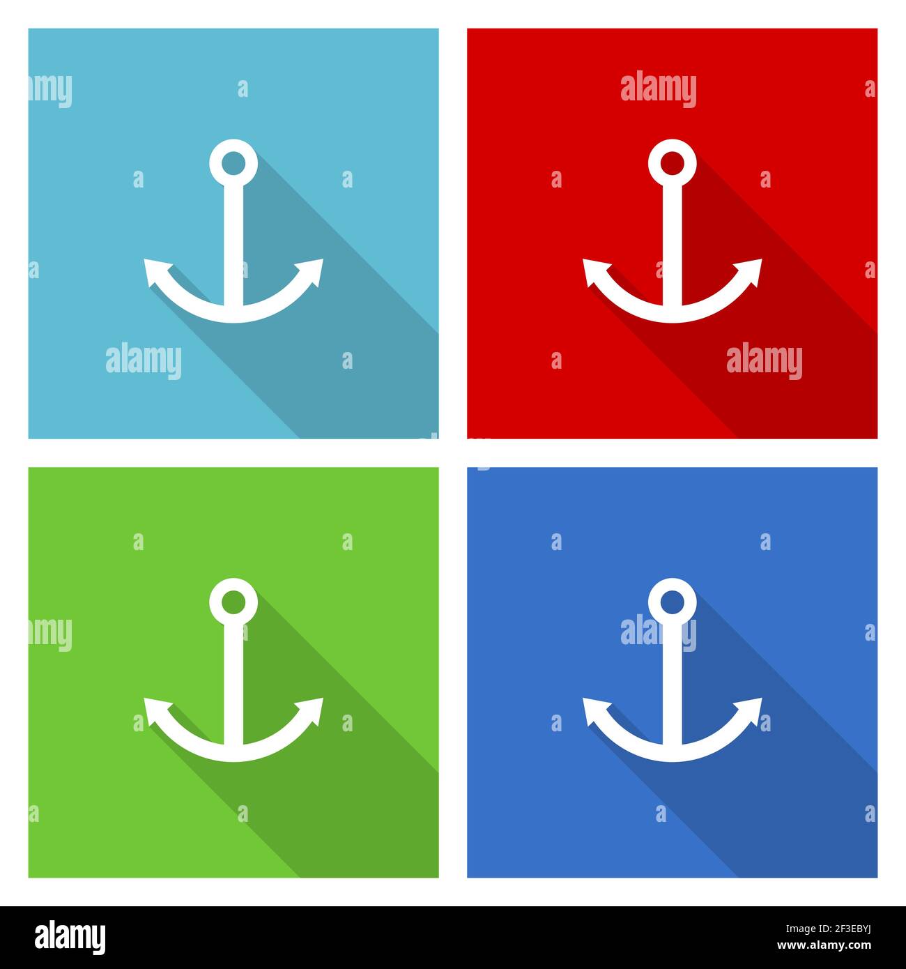Anchor icon set, flat design vector illustration in eps 10 for ...
