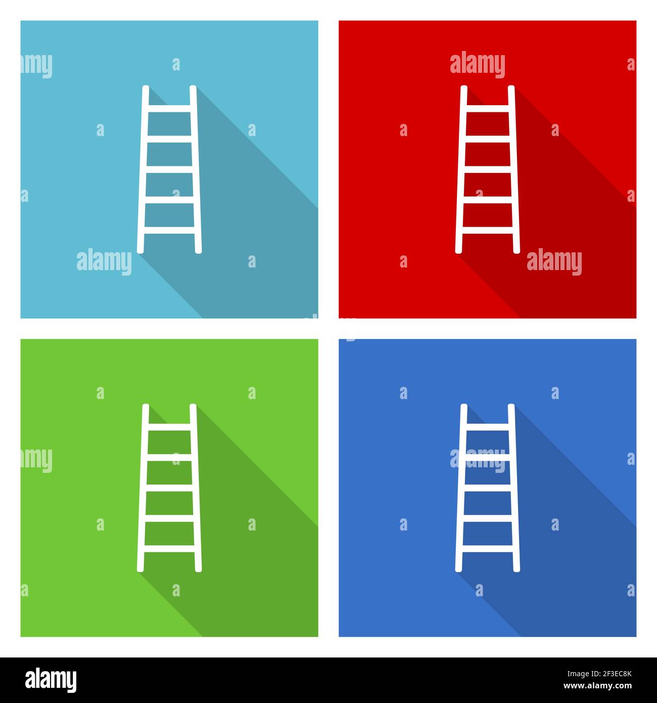 Ladder, step, climb, tool, level icon set, flat design vector ...