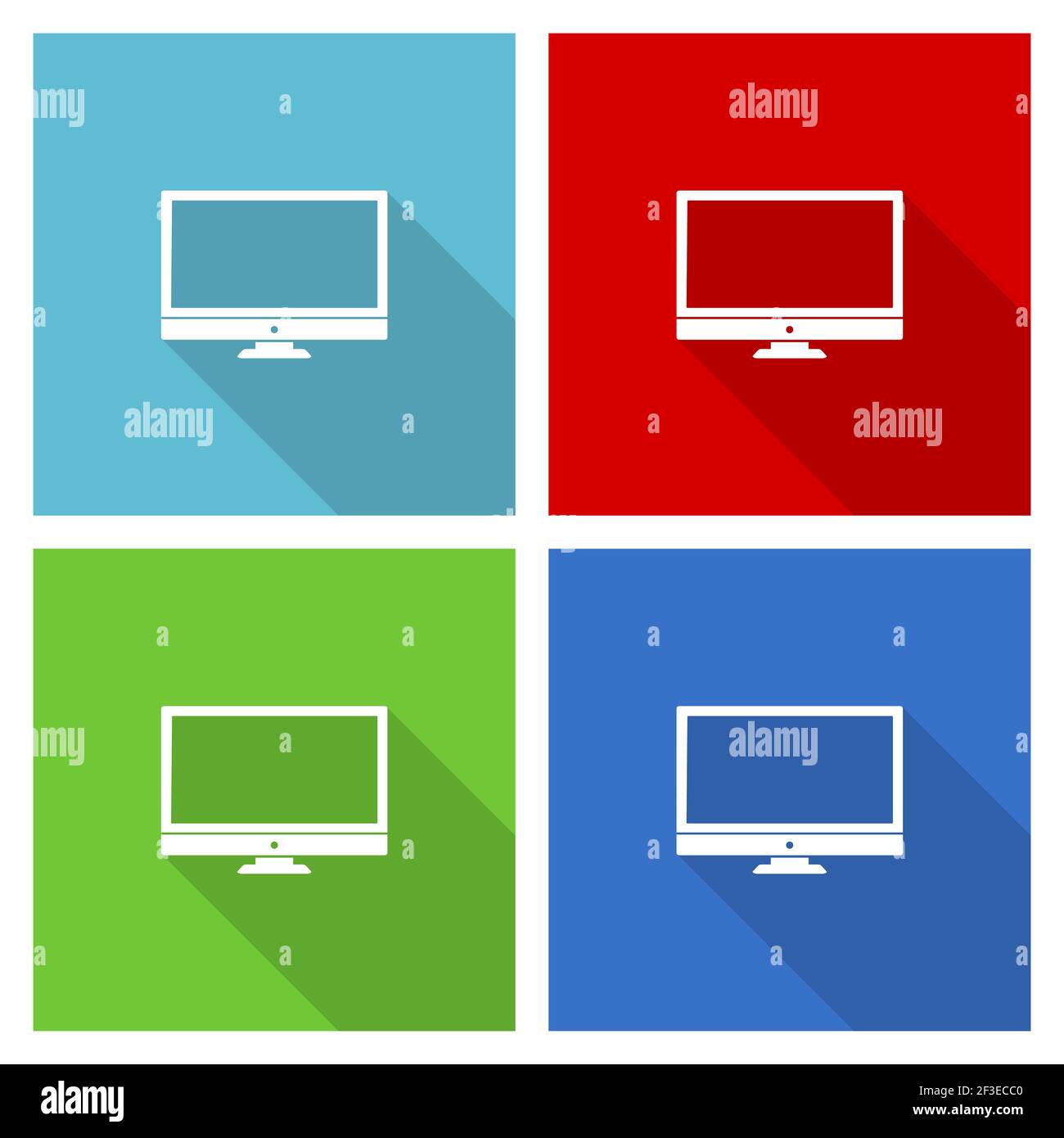 Screen, monitor, display, computer icon set, flat design vector ...