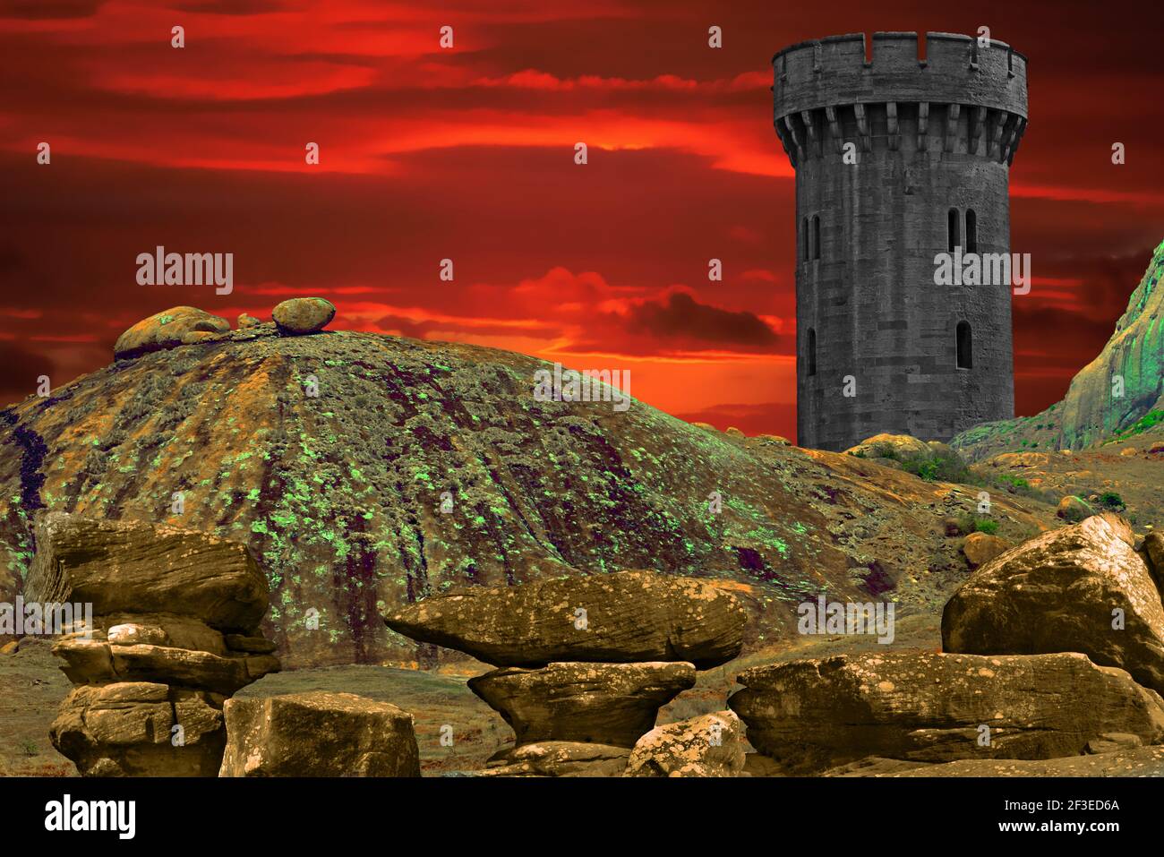 Shown here is a fantasy image of alien watchtowers on a strange planet ...