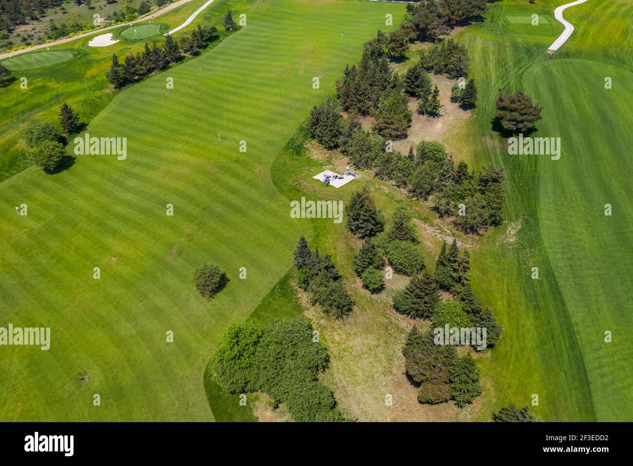 Aerial view of the green golf course in Tbilisi. Georgia. Bird's-eye ...