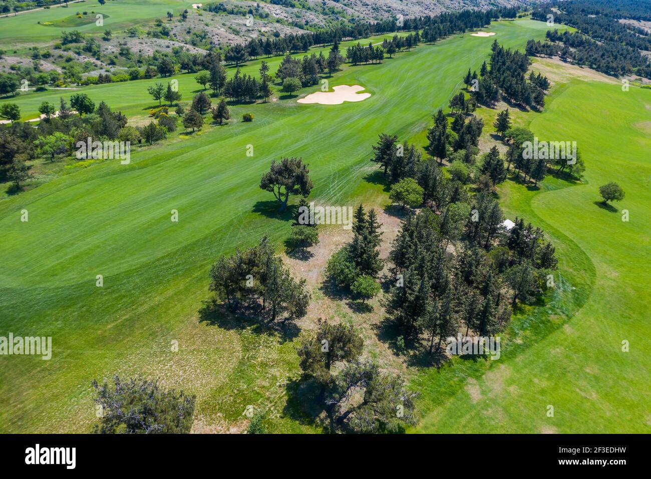 Aerial view of the green golf course in Tbilisi. Georgia. Bird's-eye ...
