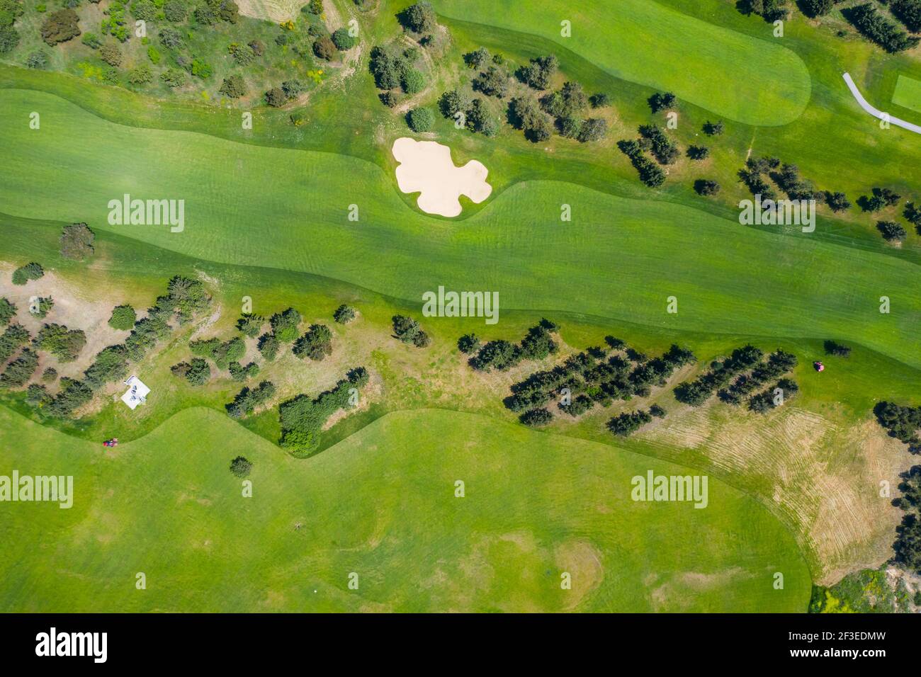 Aerial view of the green golf course in Tbilisi. Georgia. Bird's-eye ...