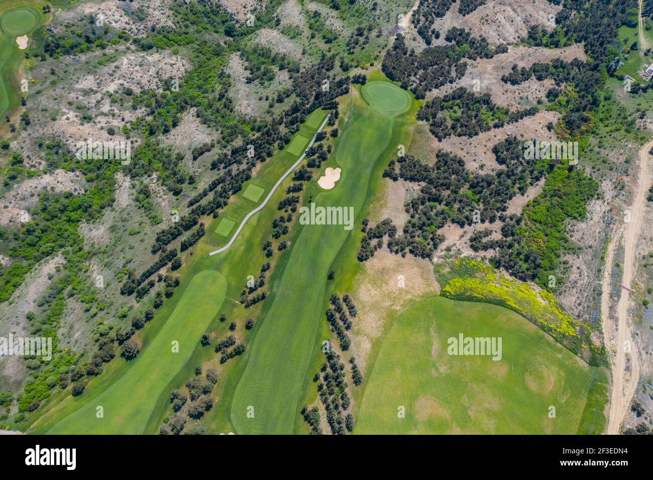 Aerial view of the green golf course in Tbilisi. Georgia. Bird's-eye ...