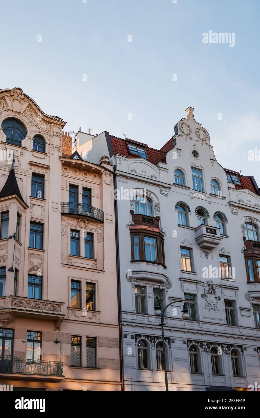 Beautiful Buildings Facades in Prague Stock Photo - Alamy