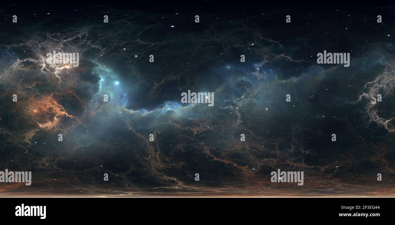 360 degree space nebula panorama, equirectangular projection ...