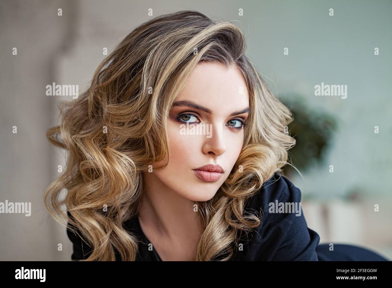 Beautiful smart woman face, close up portrait Stock Photo - Alamy