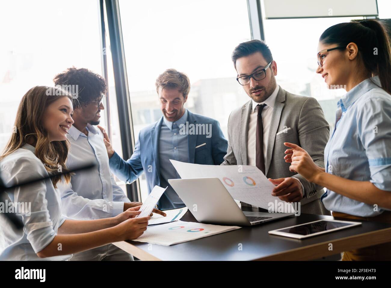Creative managers crew working with new startup project in office. Team ...