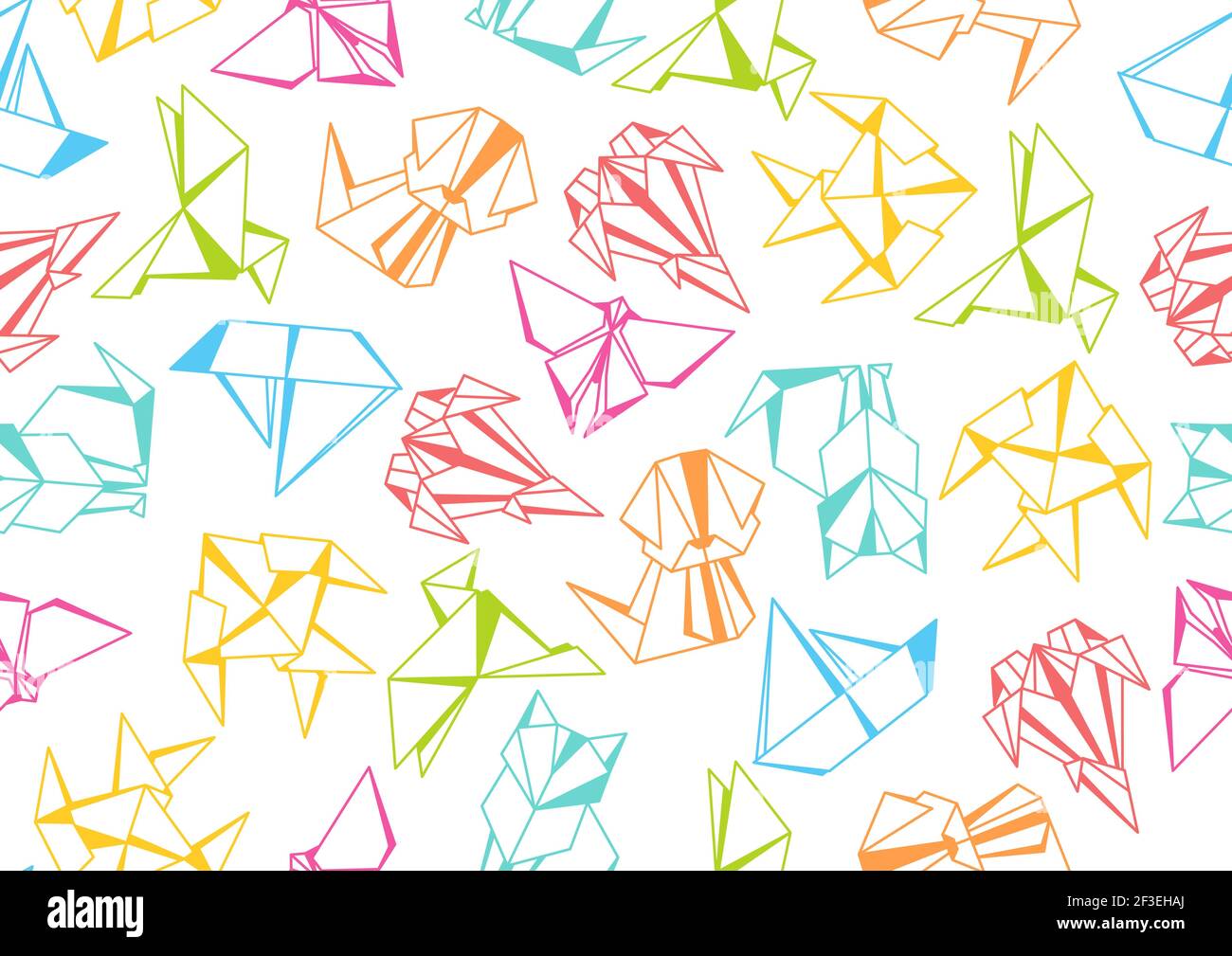 Seamless pattern with origami toys. Folded paper objects Stock Vector ...