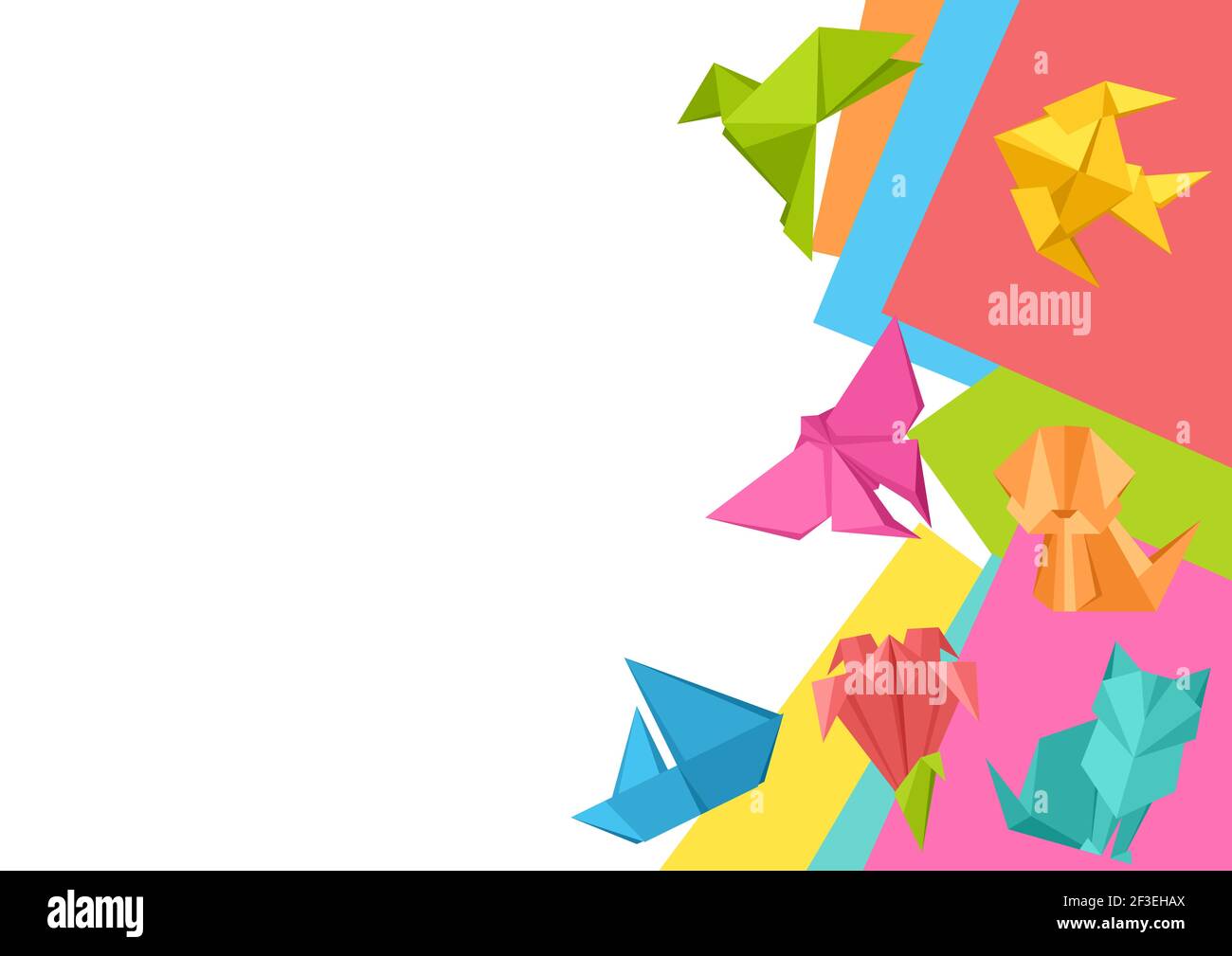Background with origami toys. Folded paper objects Stock Vector Image ...