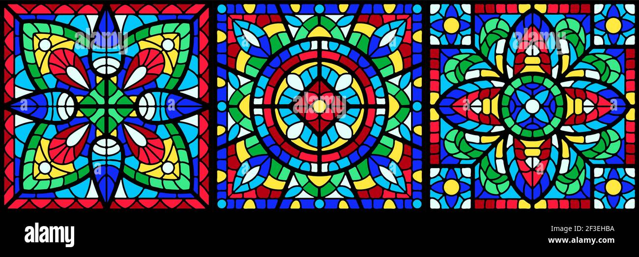 Stained-glass window with colored piece. Decorative ceramic tile ...