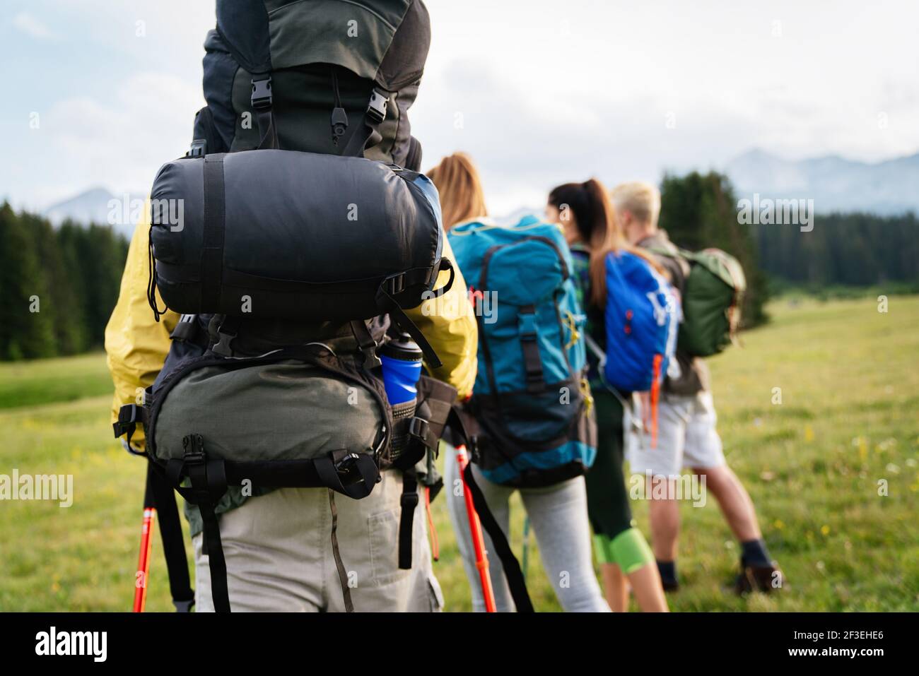 Hiking camping backpacker journey travel trekking concept Stock Photo ...