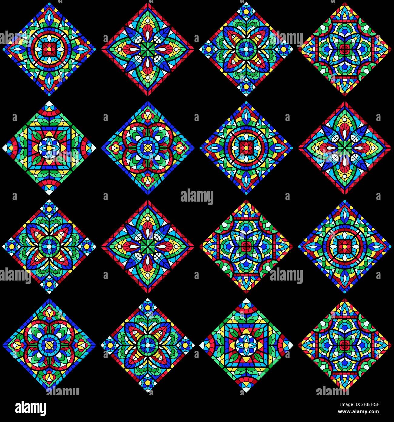 Stained-glass window with colored piece. Decorative ceramic tile ...