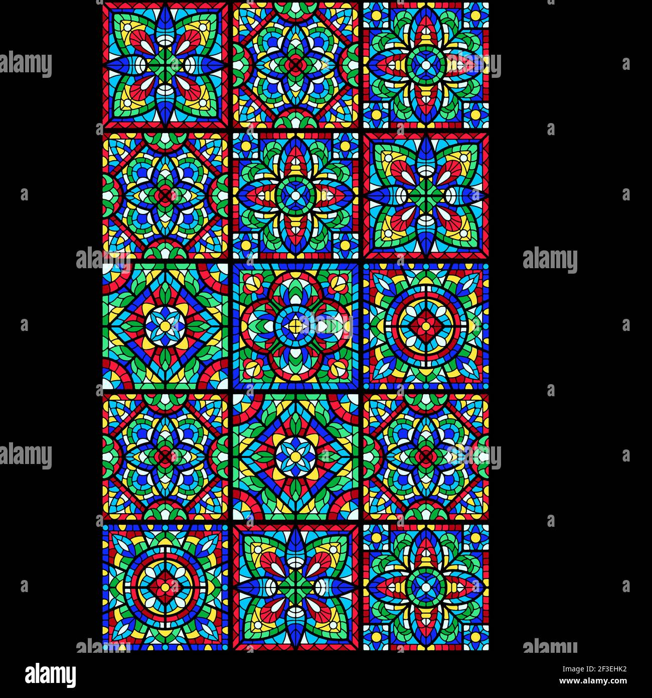 Stained Glass Window With Colored Piece Decorative Ceramic Tile Pattern Stock Vector Image