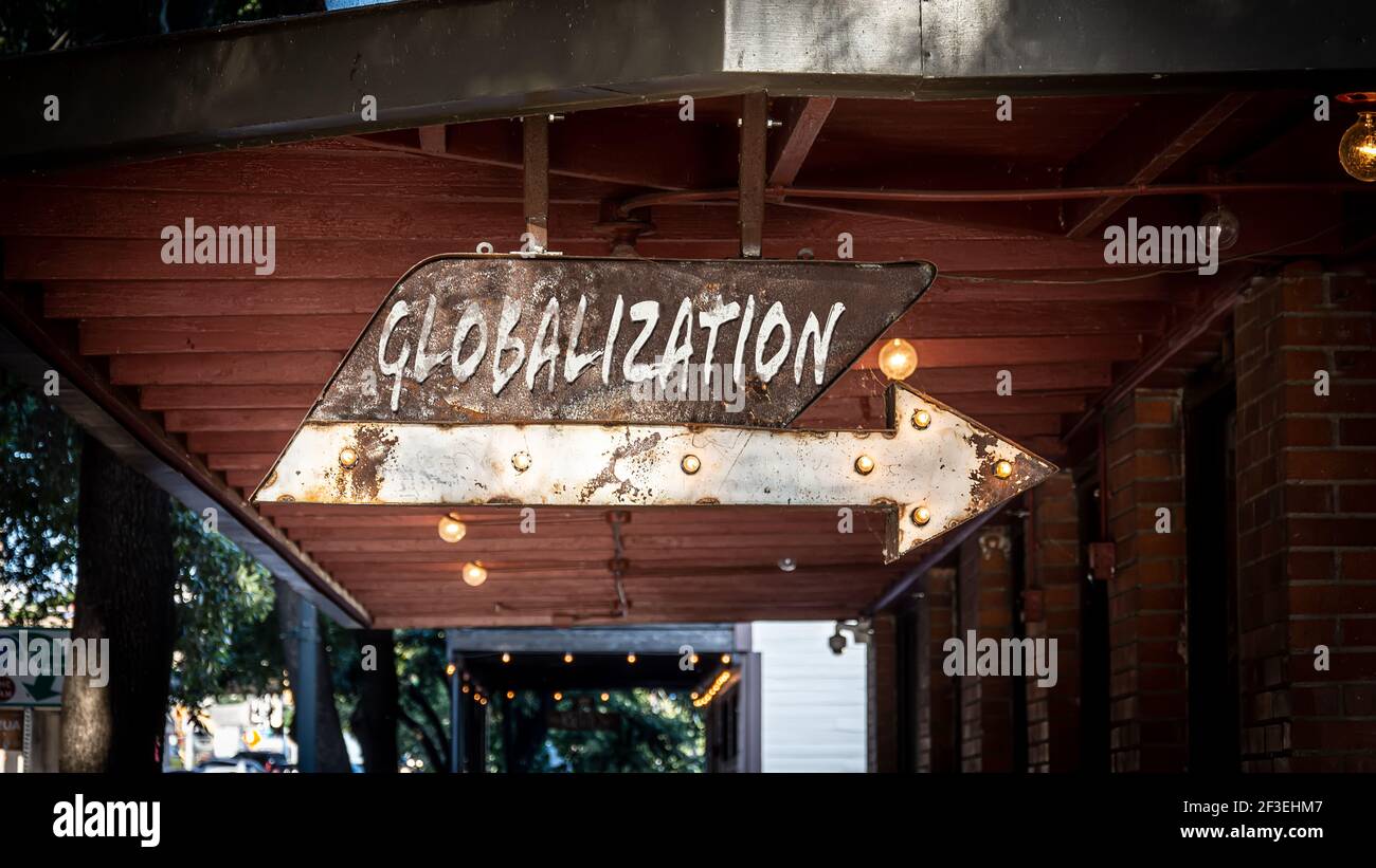 Street Sign the Direction Way to Globalization Stock Photo - Alamy