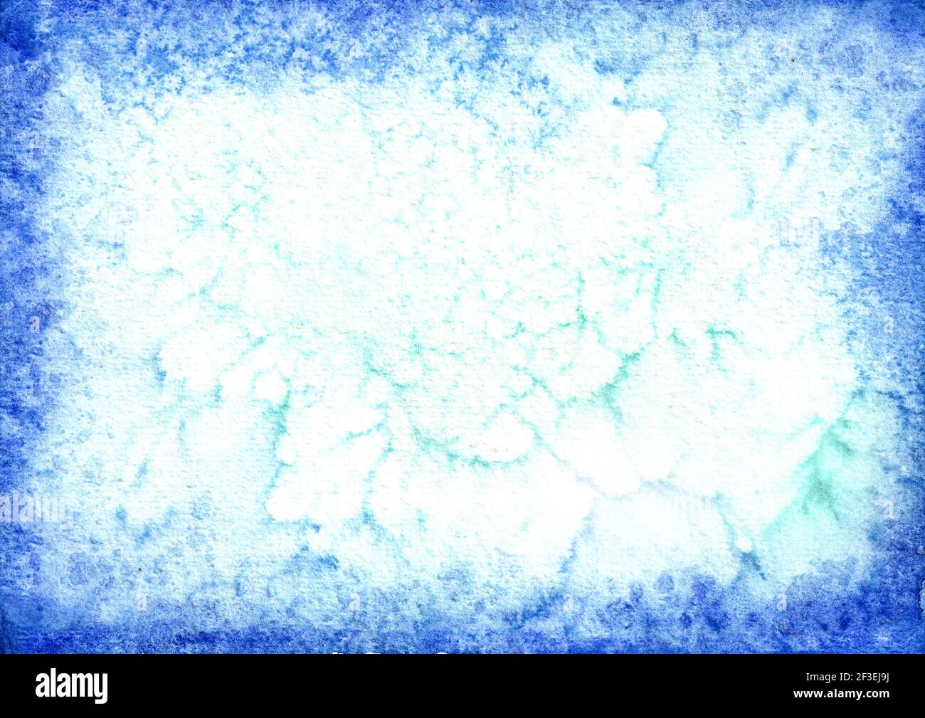 Blue watercolor frame background for your design. Hand drawn texture ...