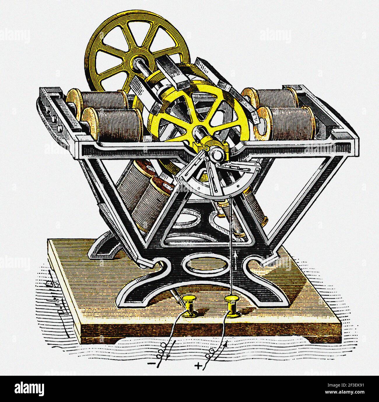 Early electric motor, designed and built by the physicist and engineer ...