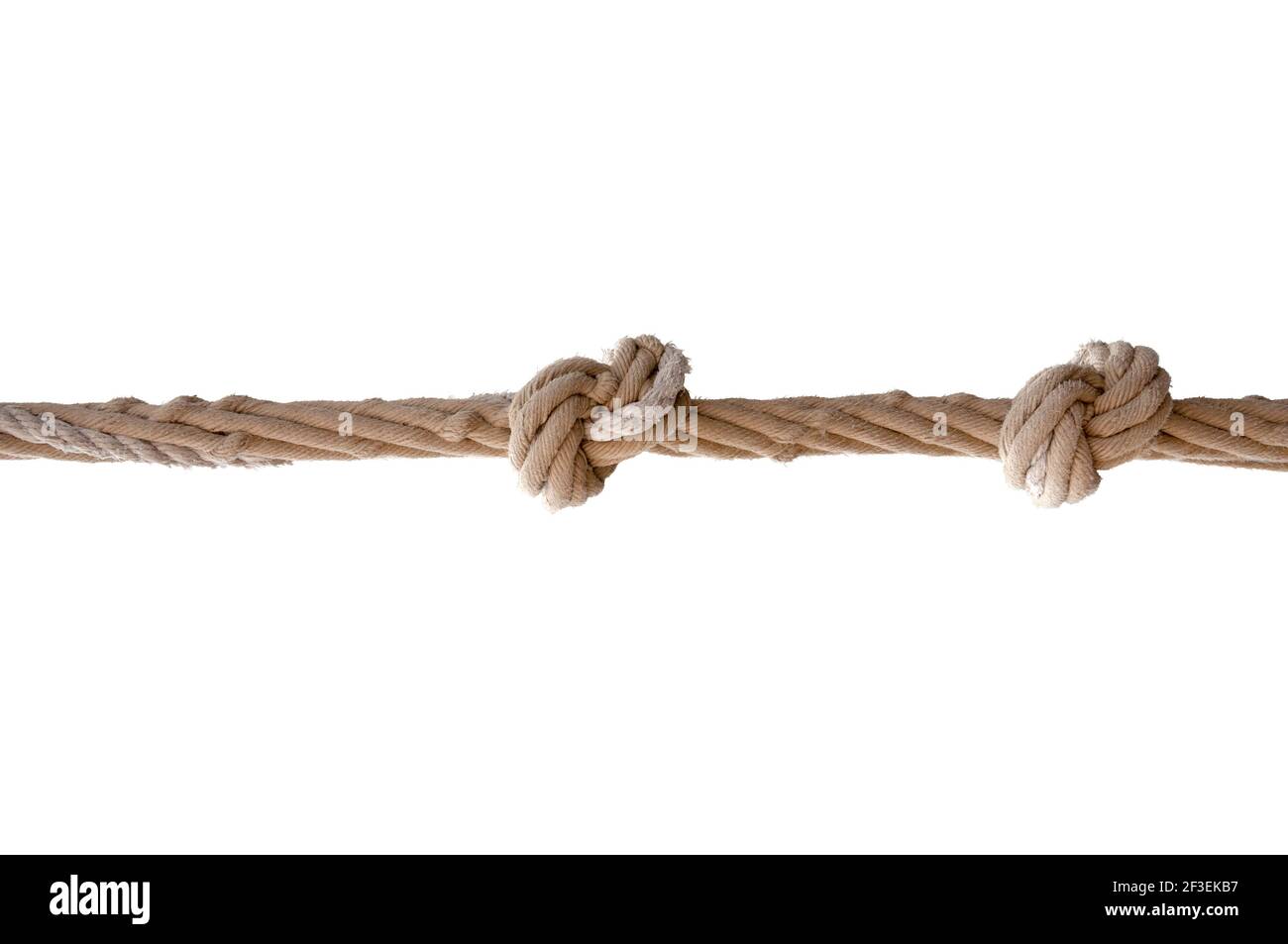 Rope with two knots isolated on white background Stock Photo - Alamy