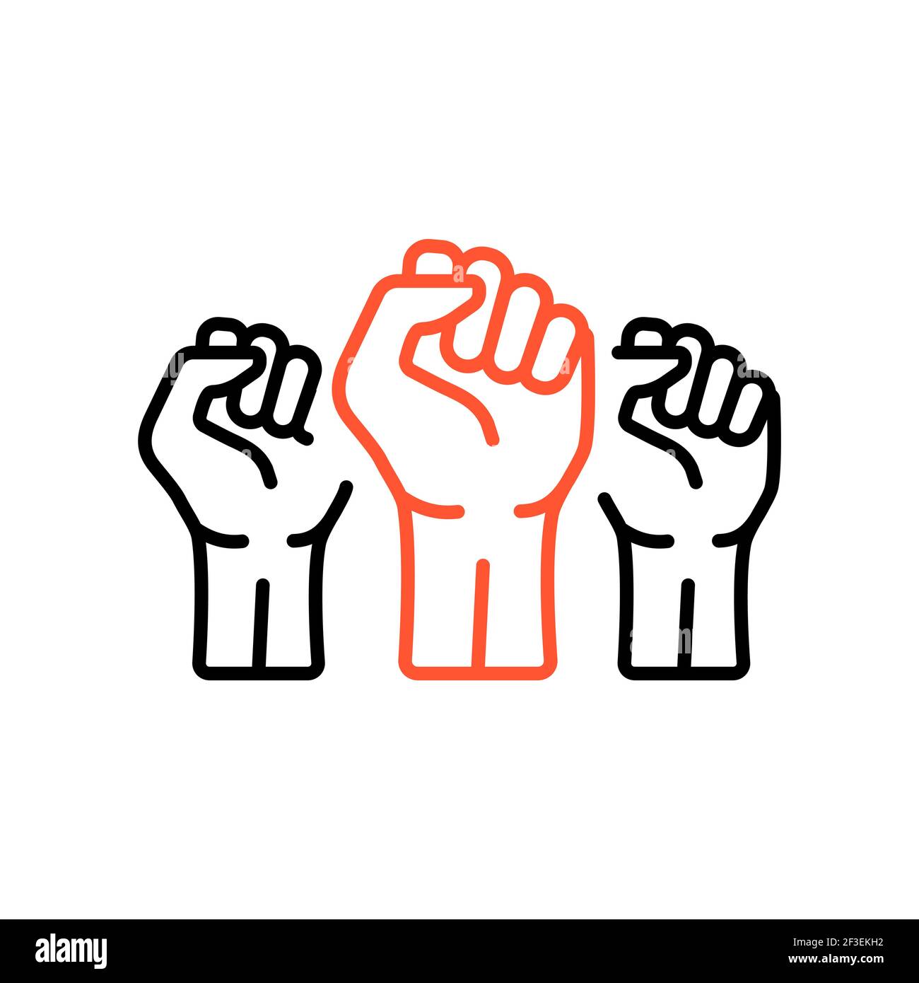 Three clenched fists raised in protest vector icon. Protest, strength ... Three clenched fists raised in protest vector icon. Protest, strength ...