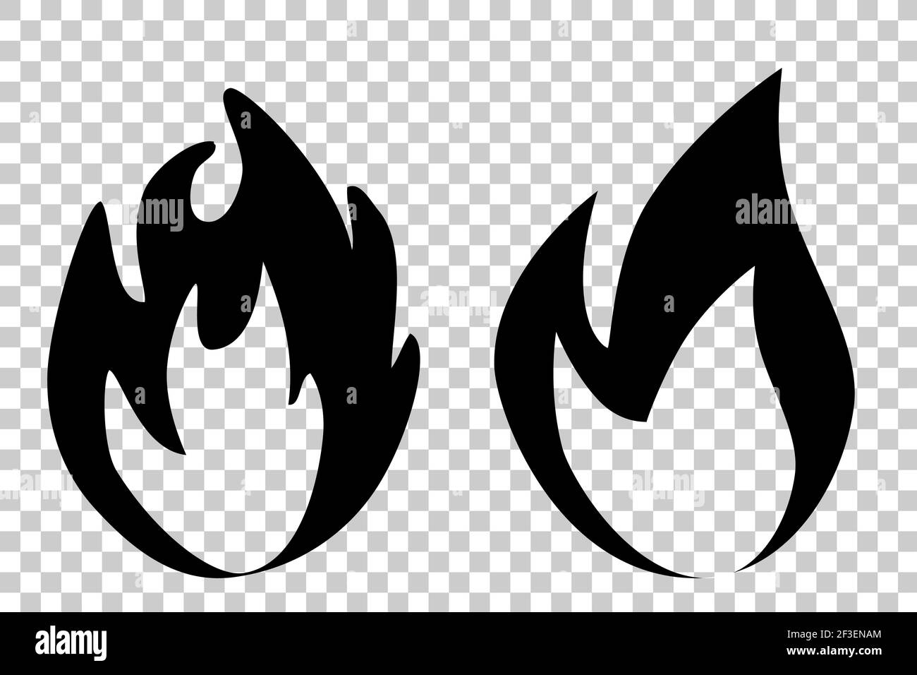 2 Style Vector Silhouette Fire or flammable sign, at transparent effect ...