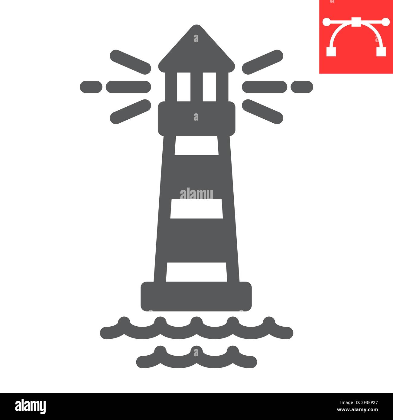 Lighthouse glyph icon, sea and ocean, lighthouse vector icon, vector ...