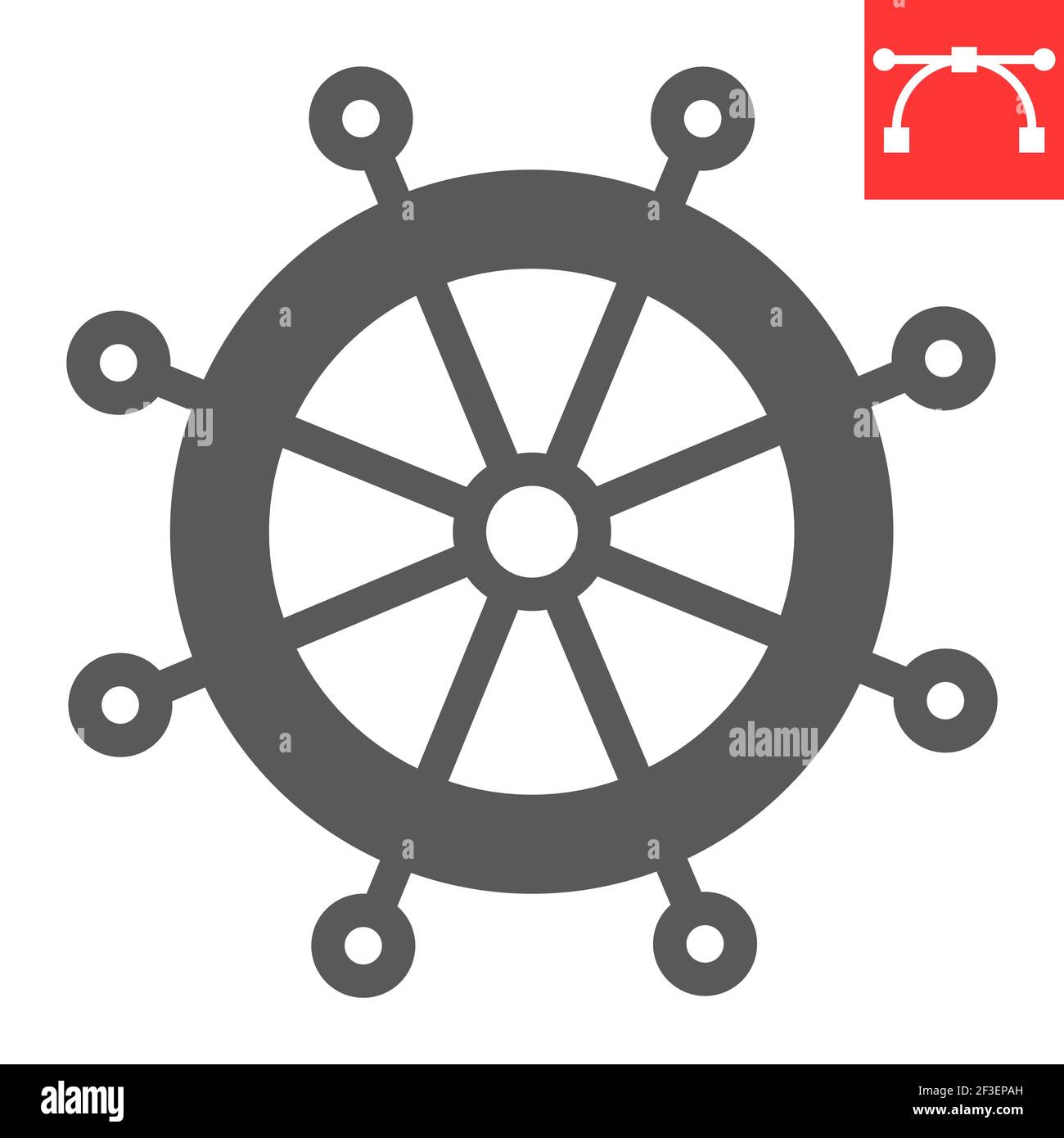 Ship steering wheel glyph icon, boat wheel and ocean, helm vector icon ...