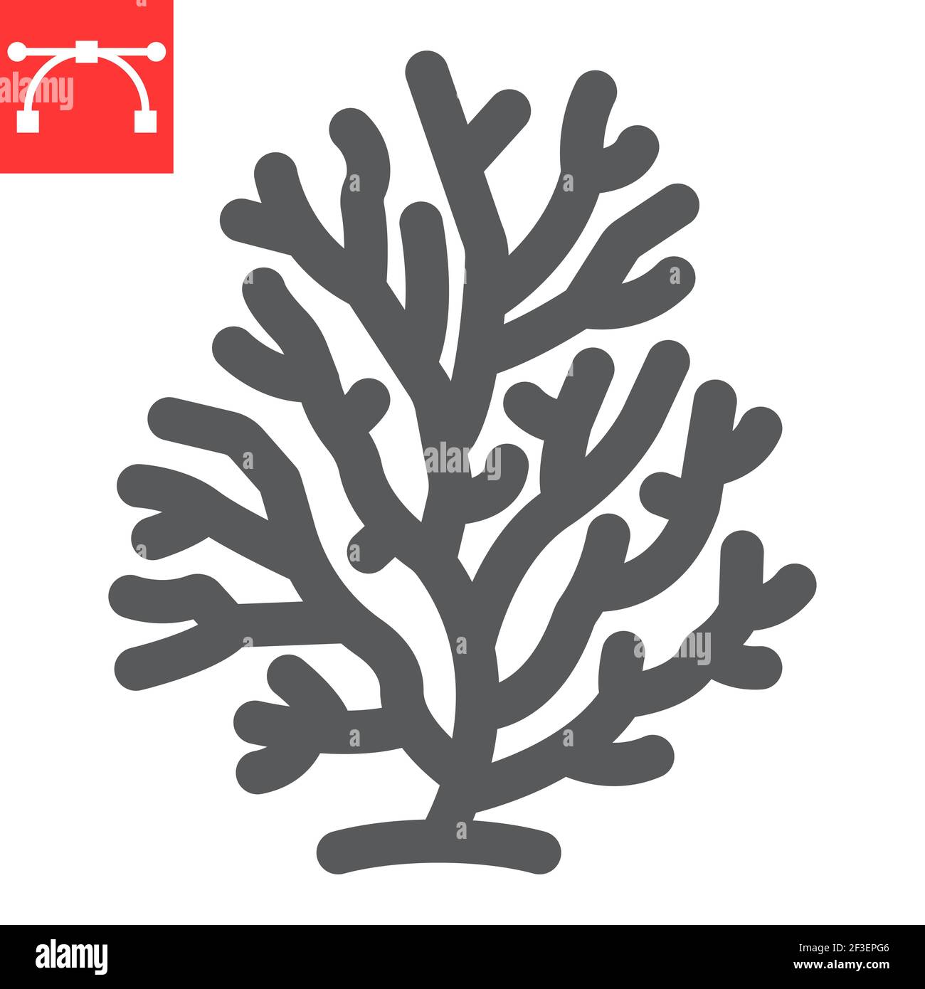 Coral glyph icon, sea and ocean animals, coral reef vector icon, vector ...