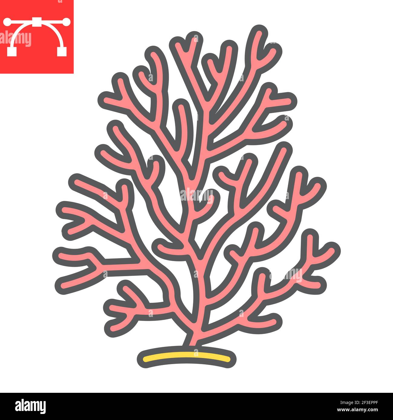 Coral color line icon, sea and ocean animals, coral reef vector icon ...