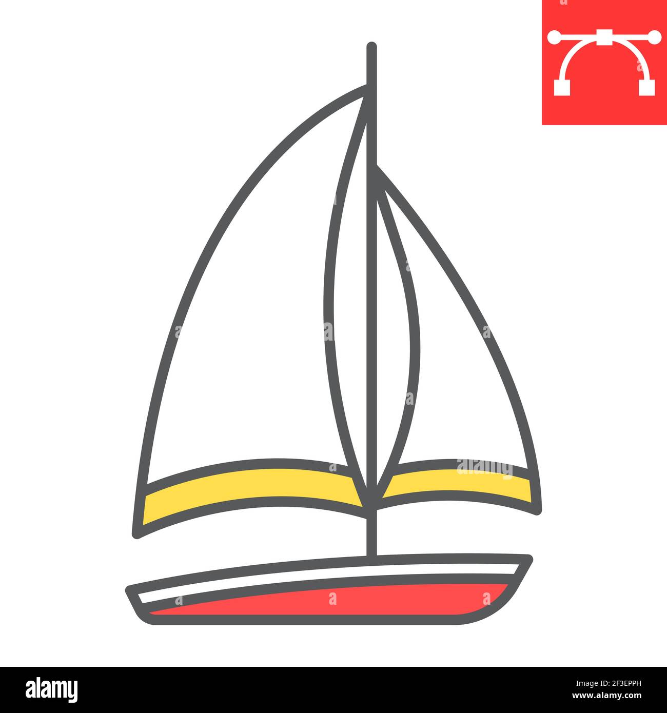 Sailboat color line icon, ship and travel, boat vector icon, vector ...