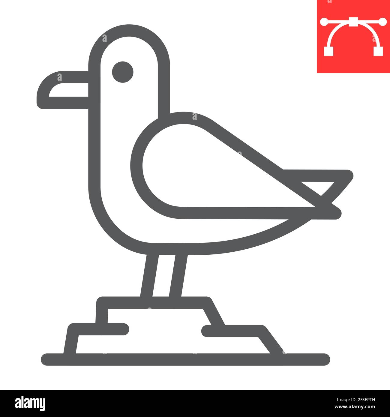 Seagull line icon, sea and herring gull, seagull vector icon, vector ...