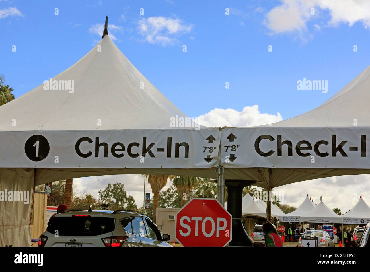 Covid Vaccination drive-thru at the University of Arizona in Tucson, AZ ...