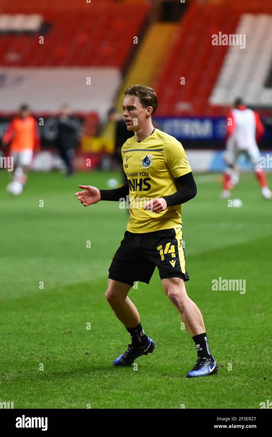 LONDON, UK. MARCH 16TH: Luke McCormick of Bristol Rovers warming up ...