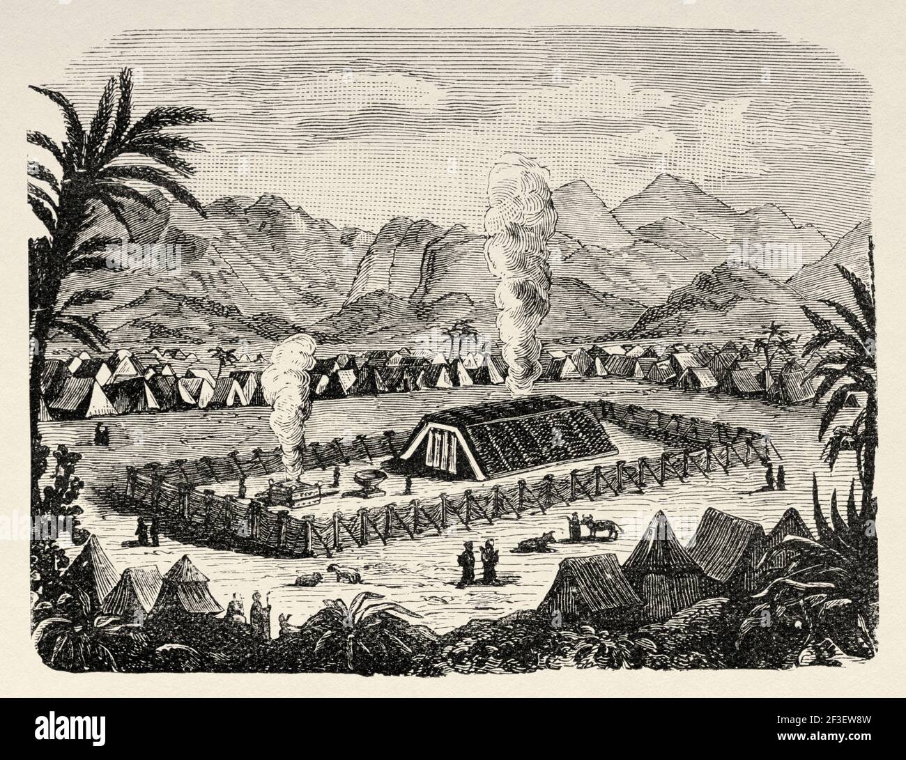 The Tabernacle erected by Moses, Mount Sinai. Old Testament, Old 19th ...