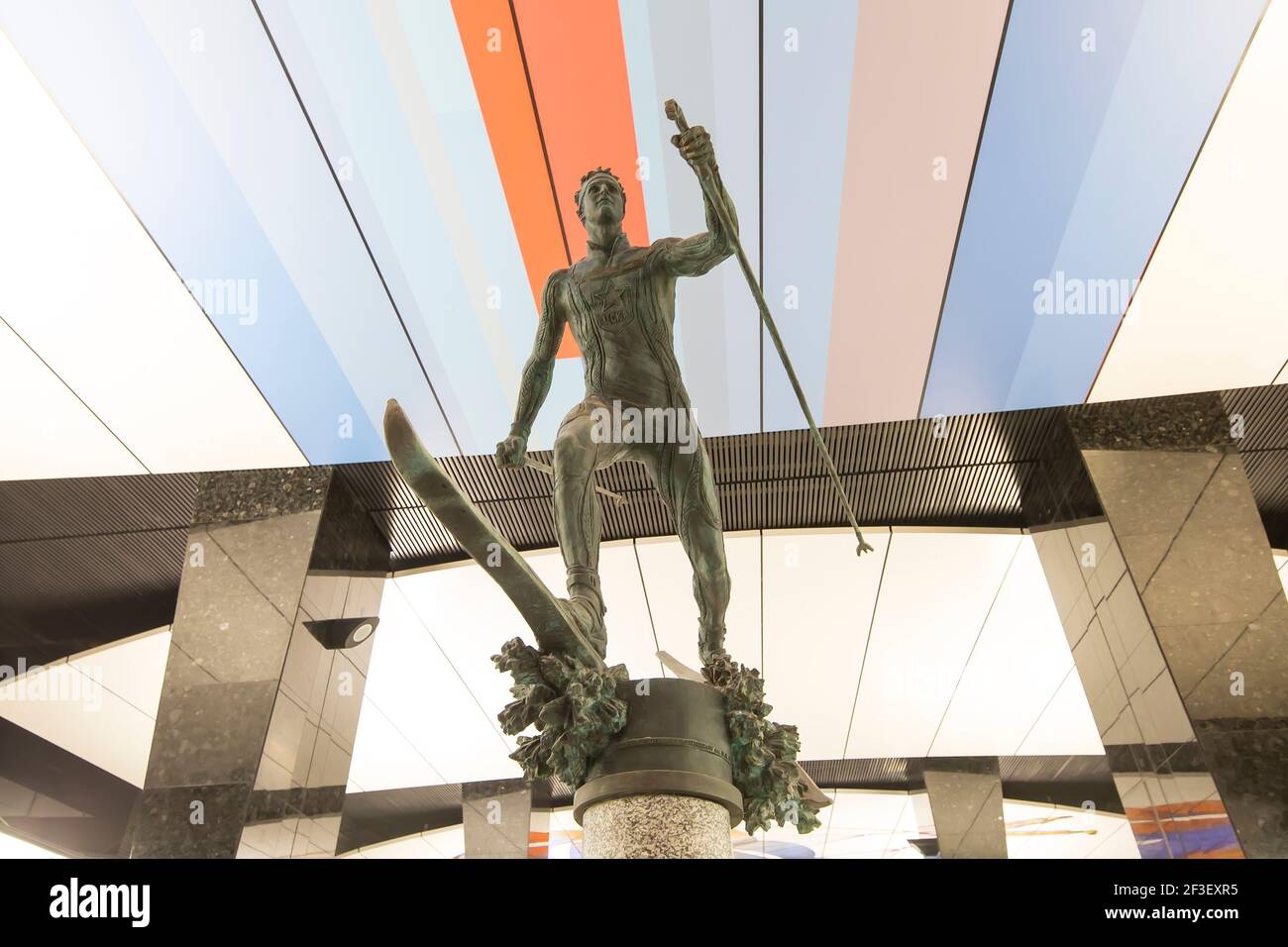 Metro station CSKA, Moscow, Russia. It opened on 26.02 2018. The station lobby includes ...