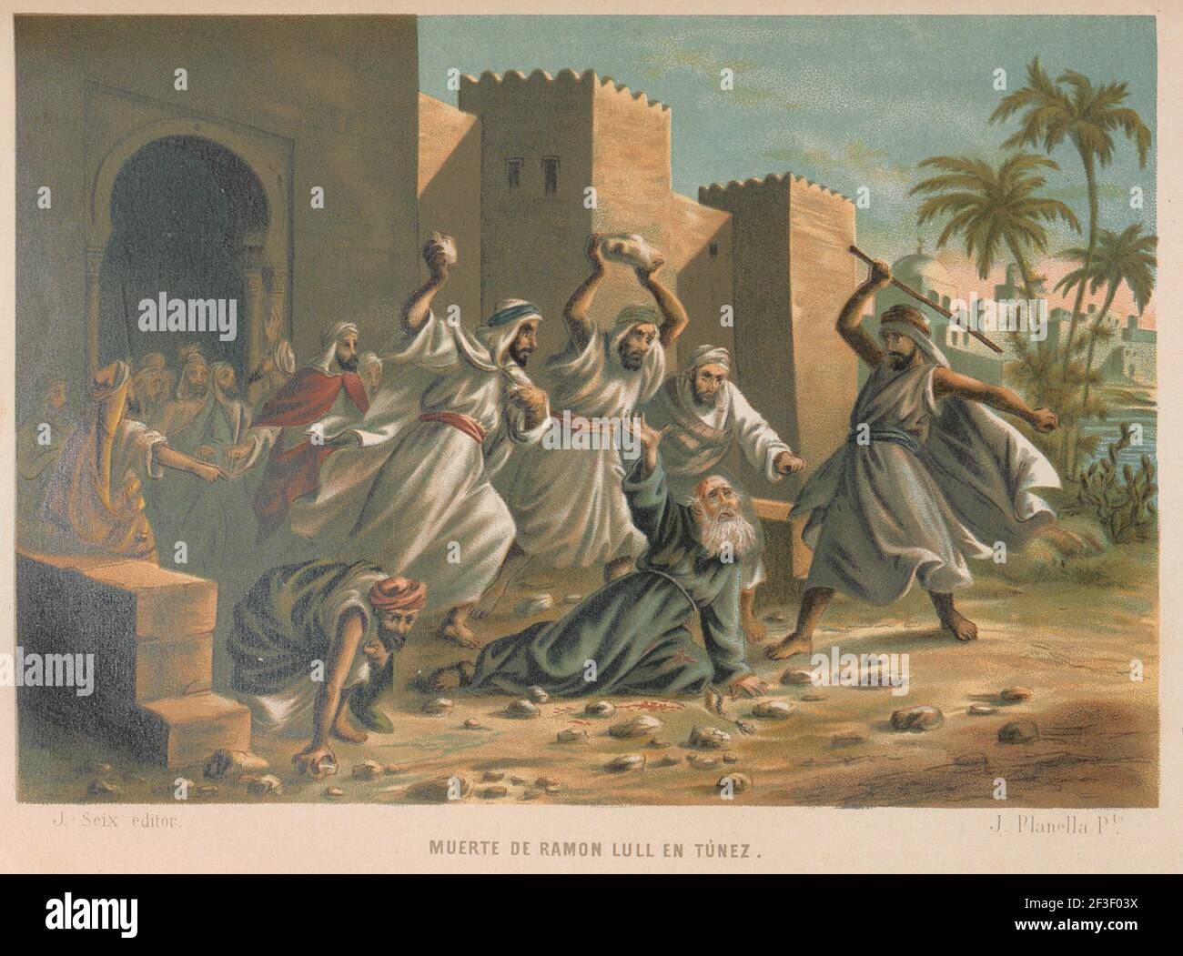 Death of Ramon Llull. From: La ciencia y sus hombres, 1879. Private ...