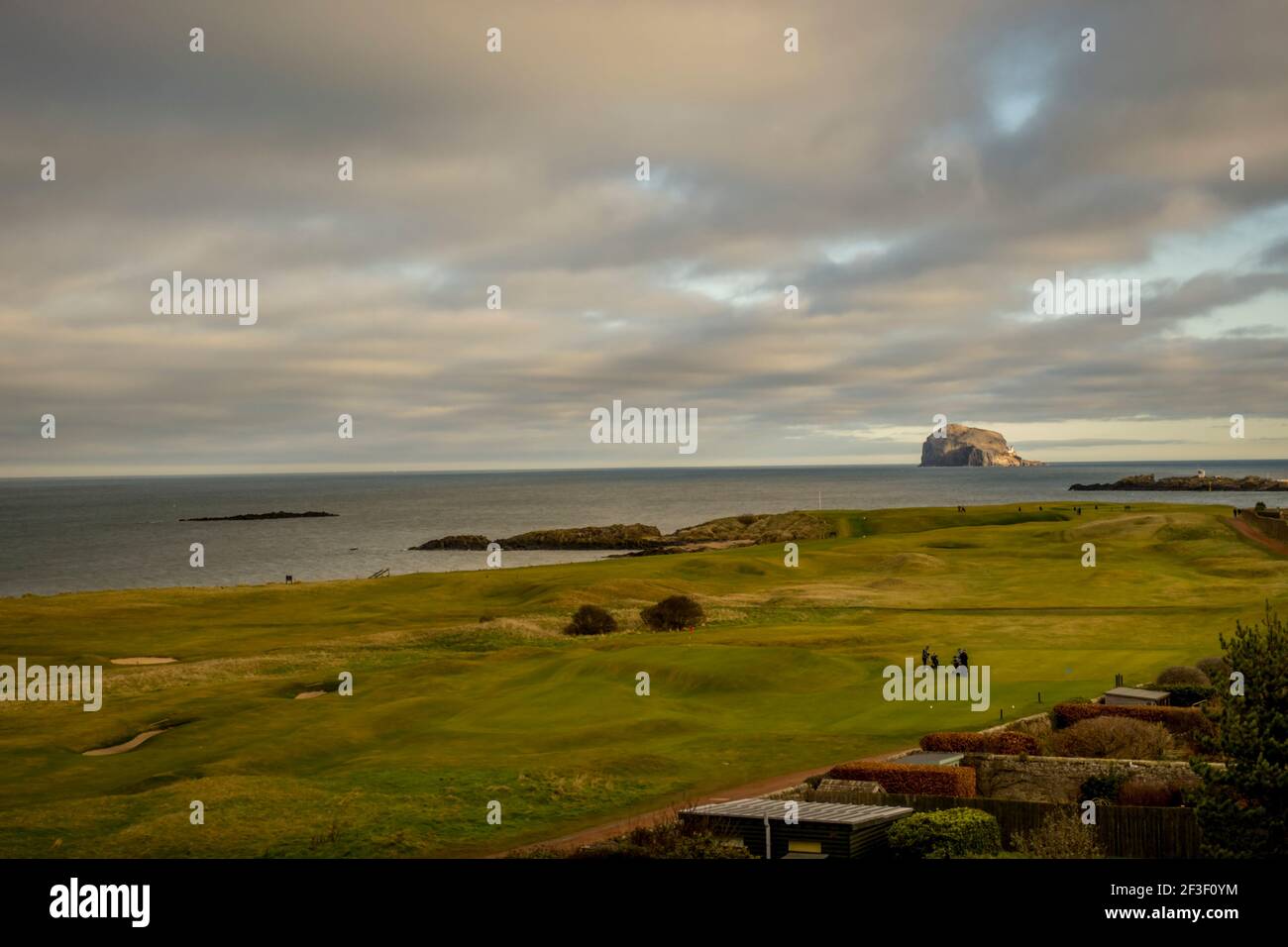 The Bass rock In the Firth of Forth, with the golf course at North ...