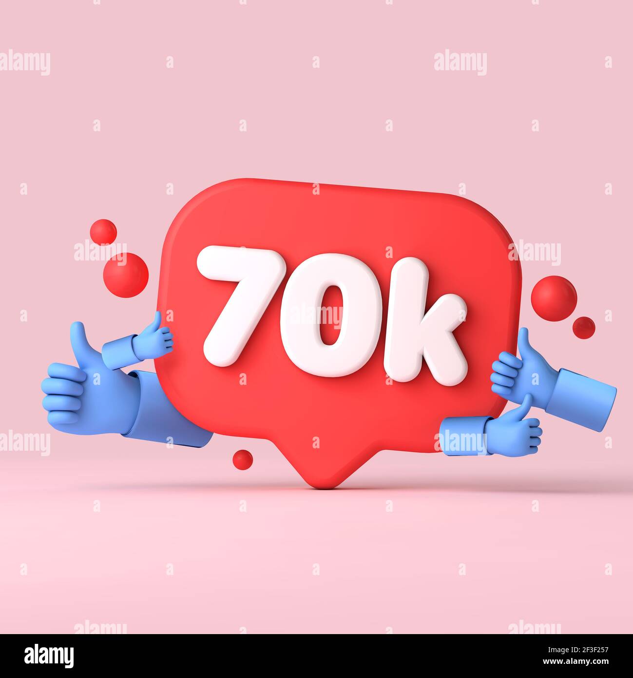 70 thousand followers social media banner thumbs up. 3D Rendering Stock ...