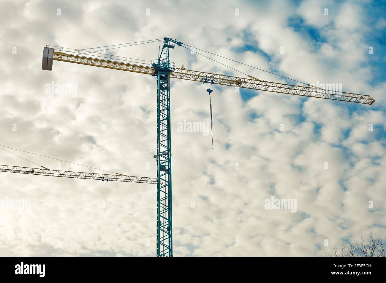 view from below of vertical crane or building construction Stock Photo ...