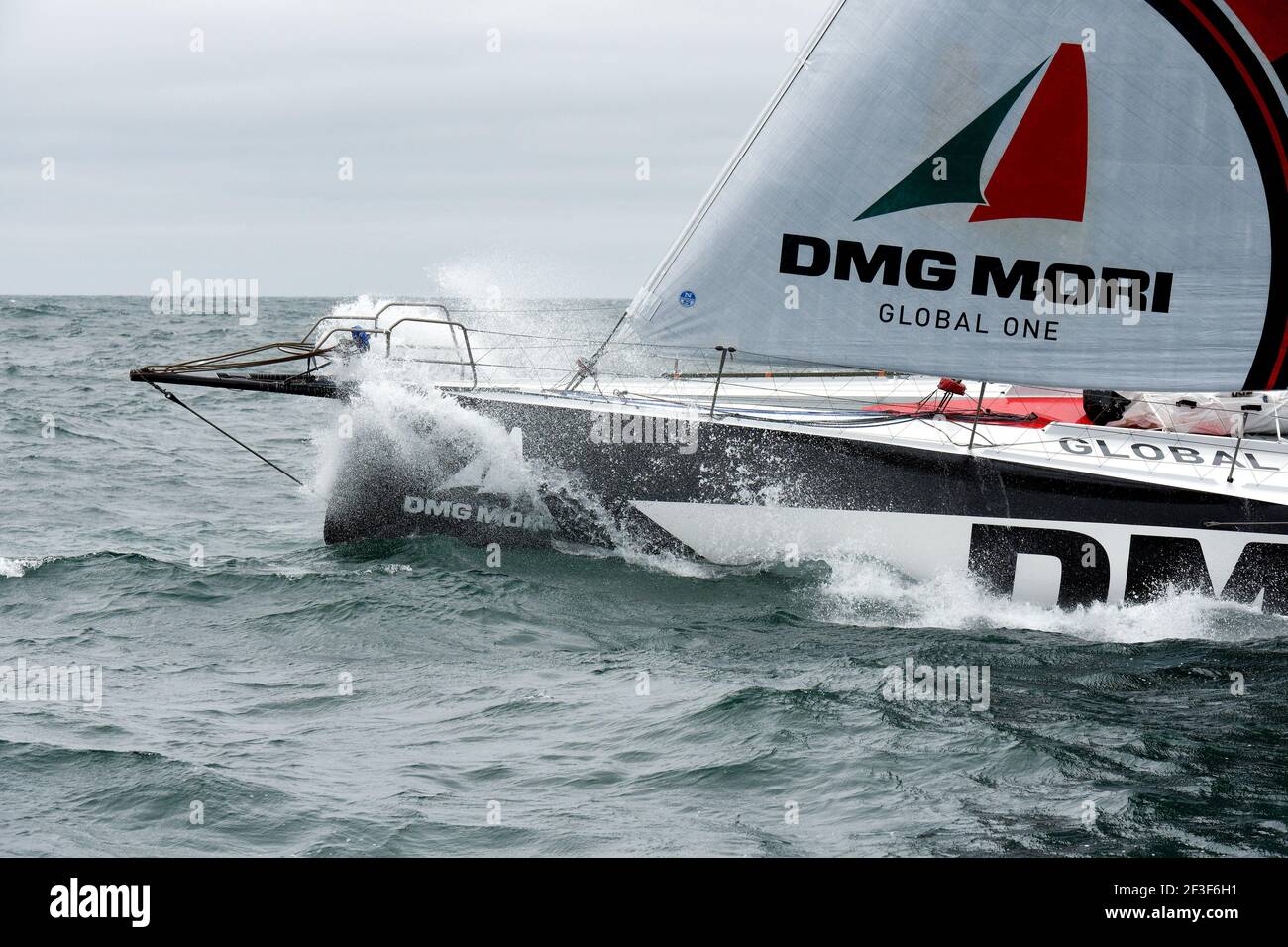 DMG Mori Global One, Kojiro Shiraishi at the start of the IMOCA sailing ...