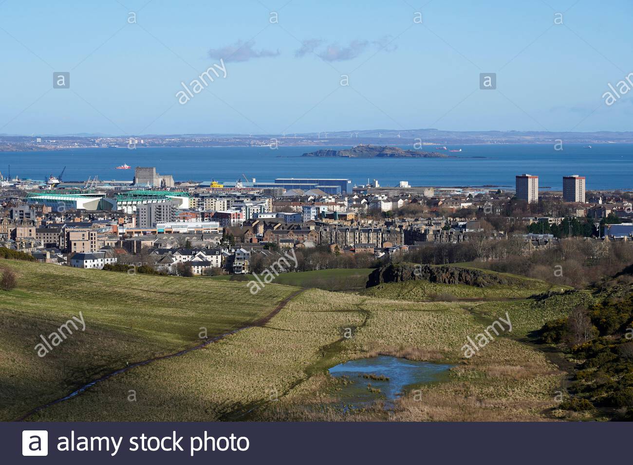 View north across Hunter's Bog from the slopes of Salisbury Crags in ...