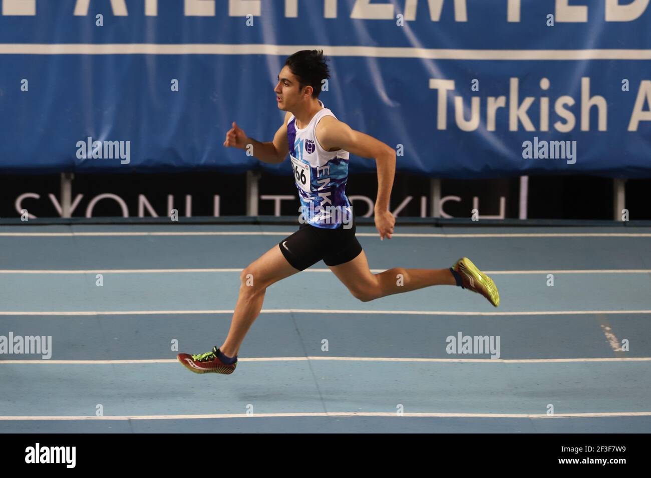 ISTANBUL, TURKEY - JANUARY 30, 2021: Undefined athlete running during ...