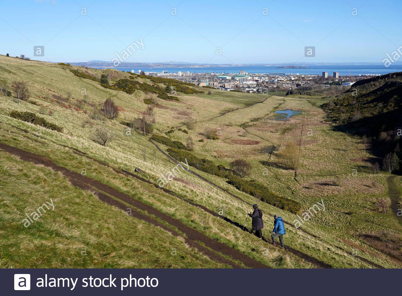 View north across Hunter's Bog from the slopes of Salisbury Crags in ...