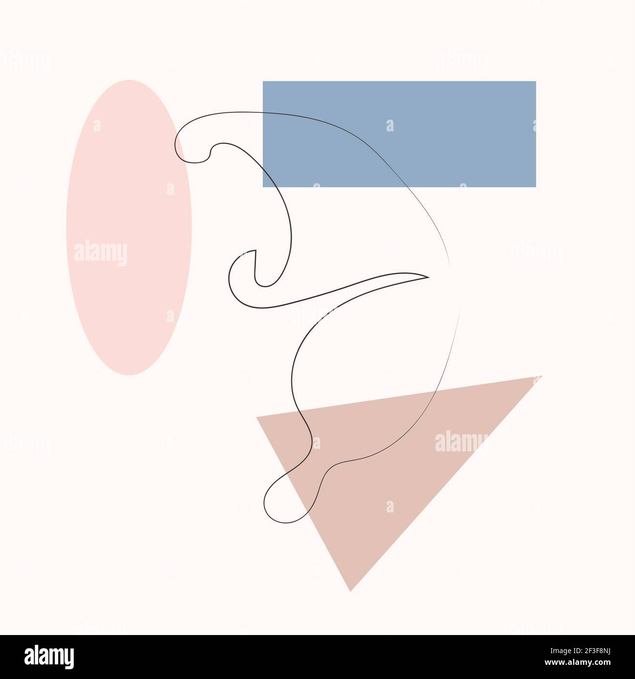 Simple butterfly one line drawing on minimal cubism shapes background ...