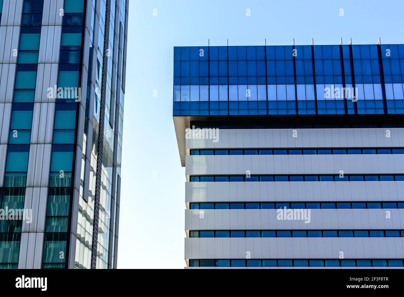 Concept view of futuristic looking buildings with blue windows Stock ...