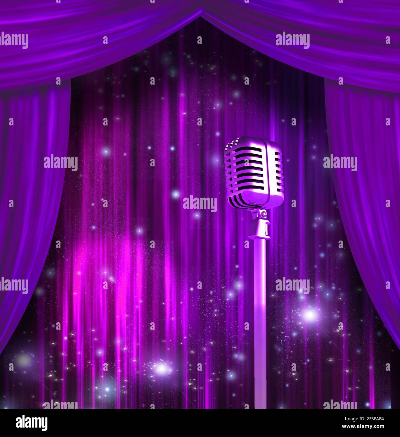 Classic Microphone with Colorful Curtains. 3D rendering Stock Photo - Alamy
