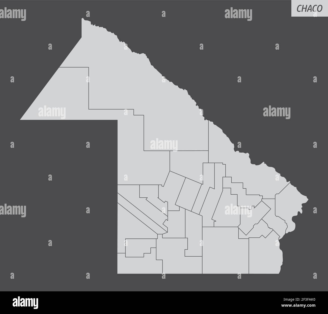 The Chaco province isolated map divided in departments, Argentina Stock ...