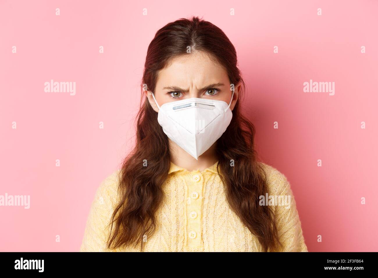 Preventive measures, health care concept. Close up of angry woman in ...