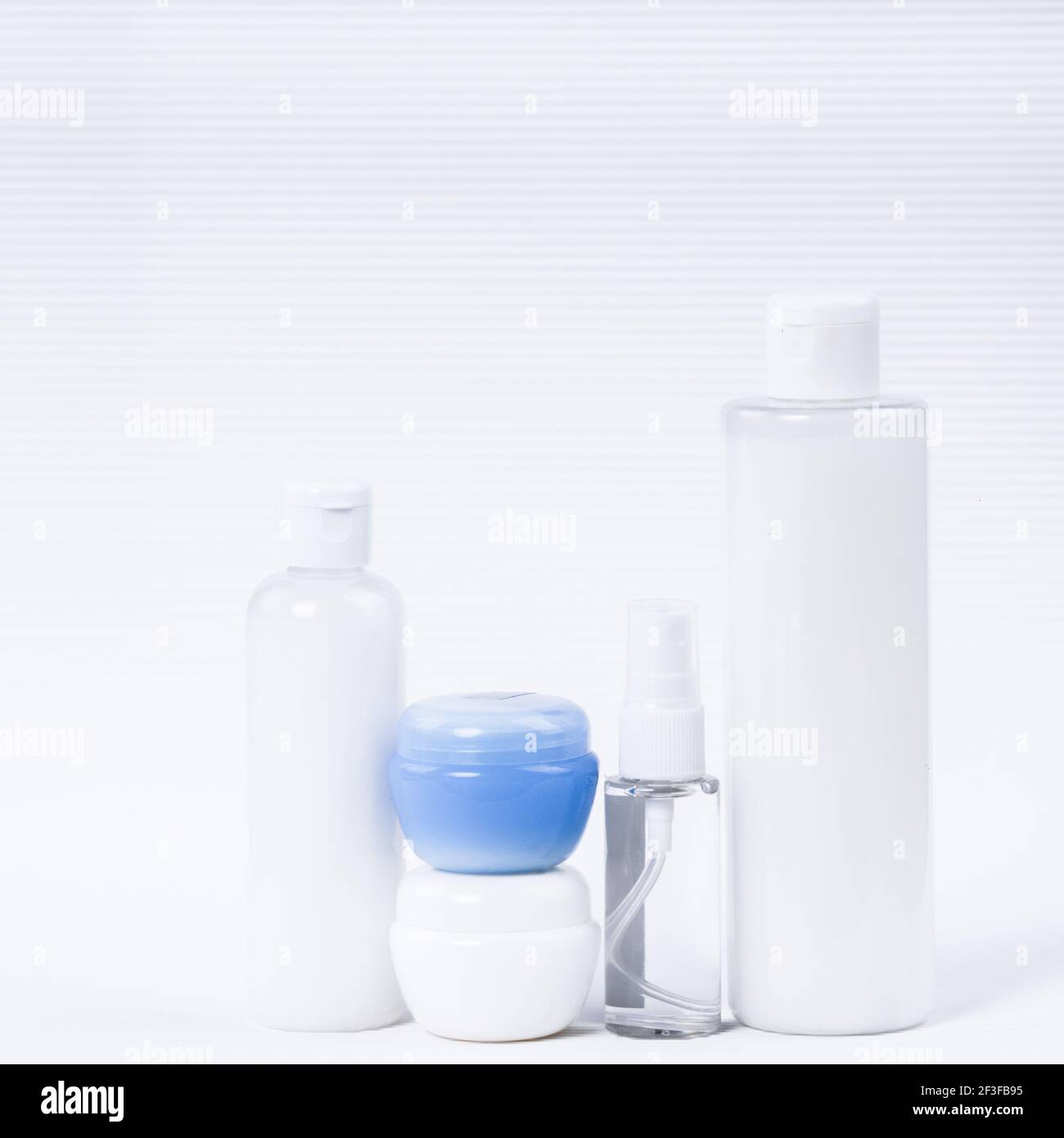 Plastic containers without labels for brand advertising on a white ...