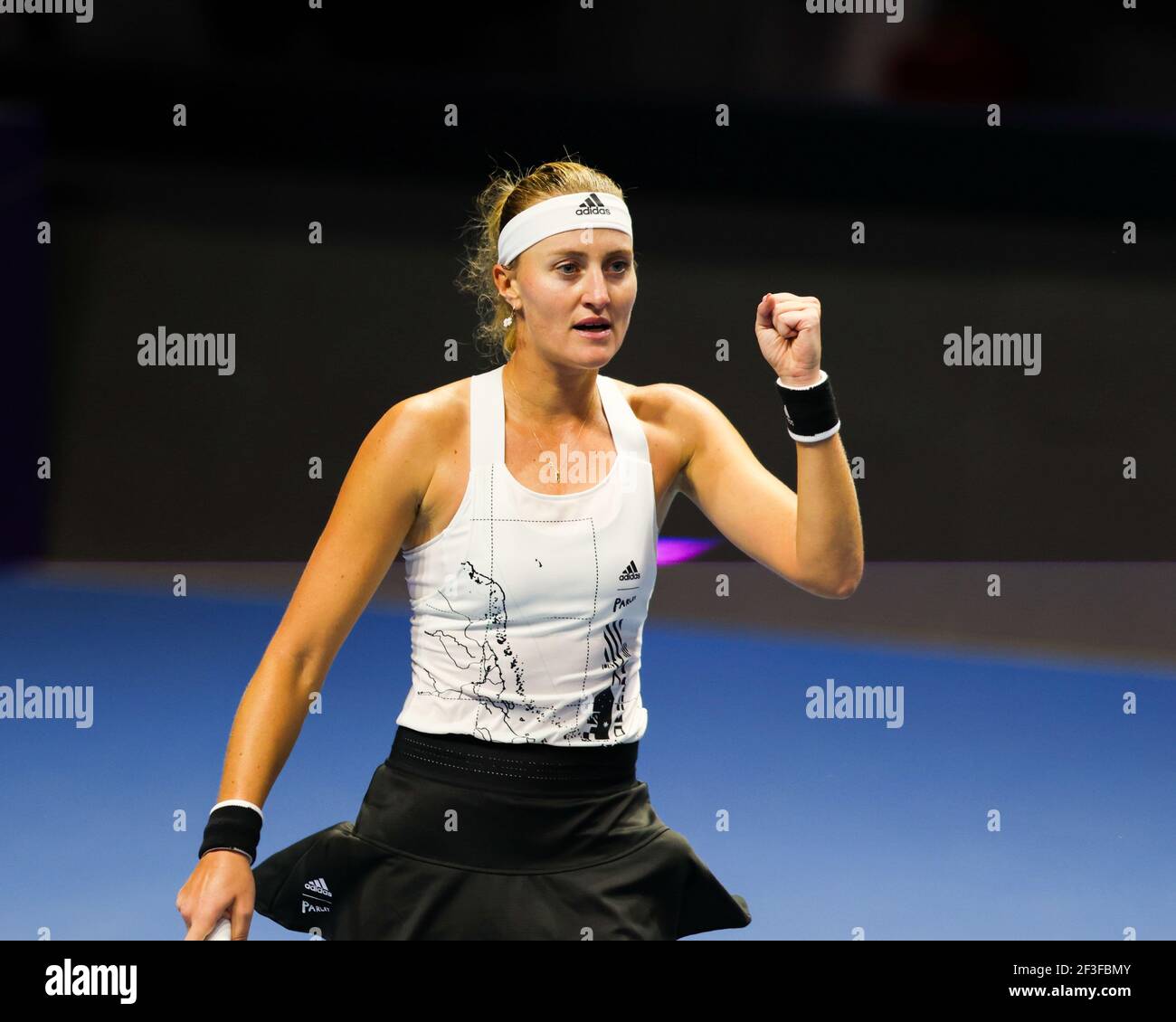 Kristina Mladenovic of France celebrates while playing against ...