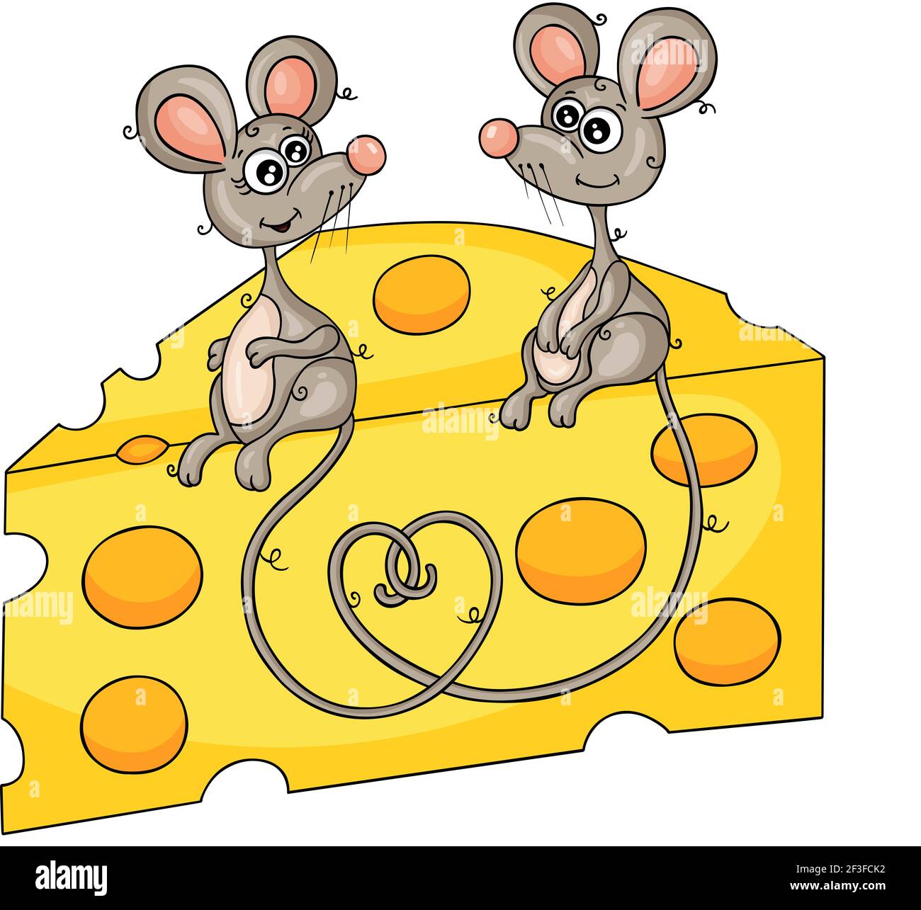 Couple of cute mice sitting on the slice of cheese Stock Photo - Alamy